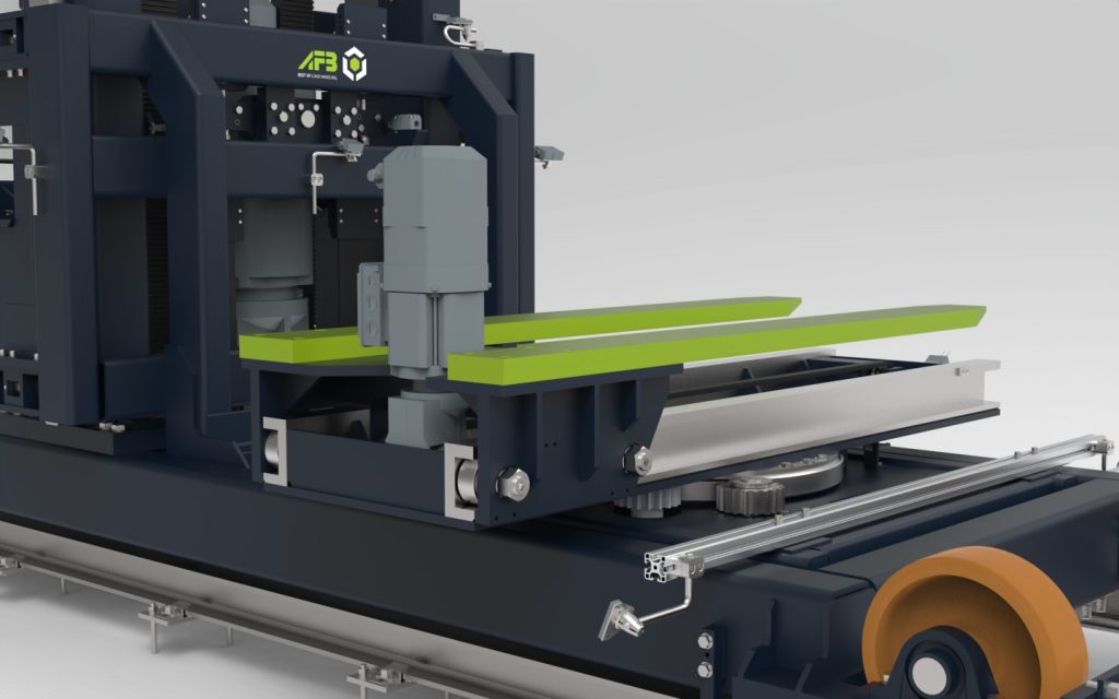 Transfer car with lift mast and rotating pushing fork | AFB GmbH