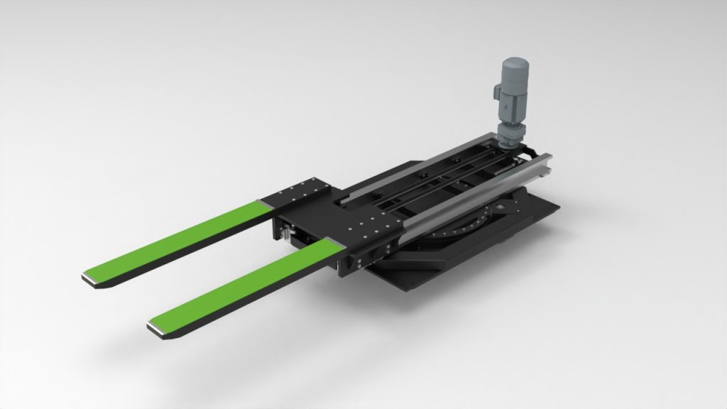 Rotary pushing fork for the automatic storage of cradles | AFB GmbH